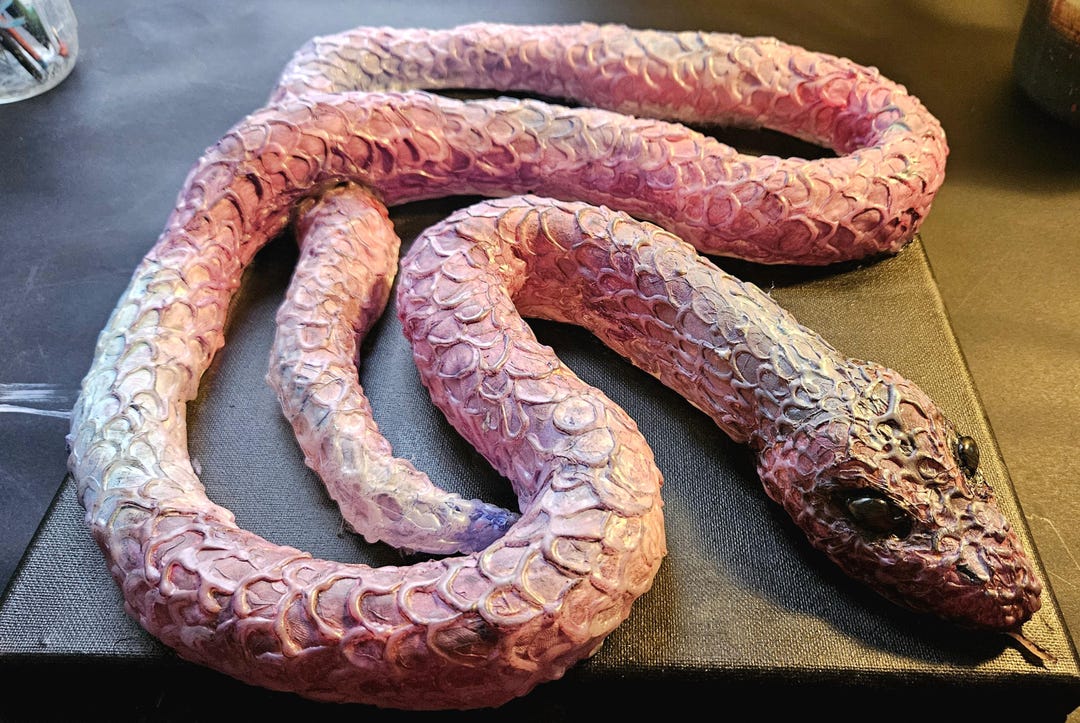 Prismatic Serpent - 3D Mixed Media Snake Sculpture on Canvas - Bring a ...