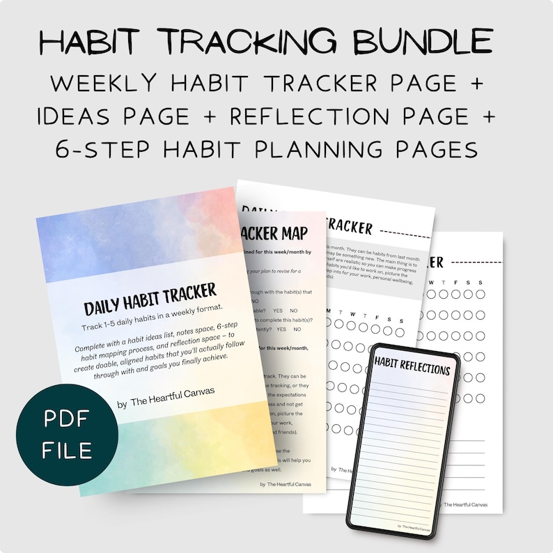 Printable Weekly Habit Tracker for Bright Colors Planner With Guided ...