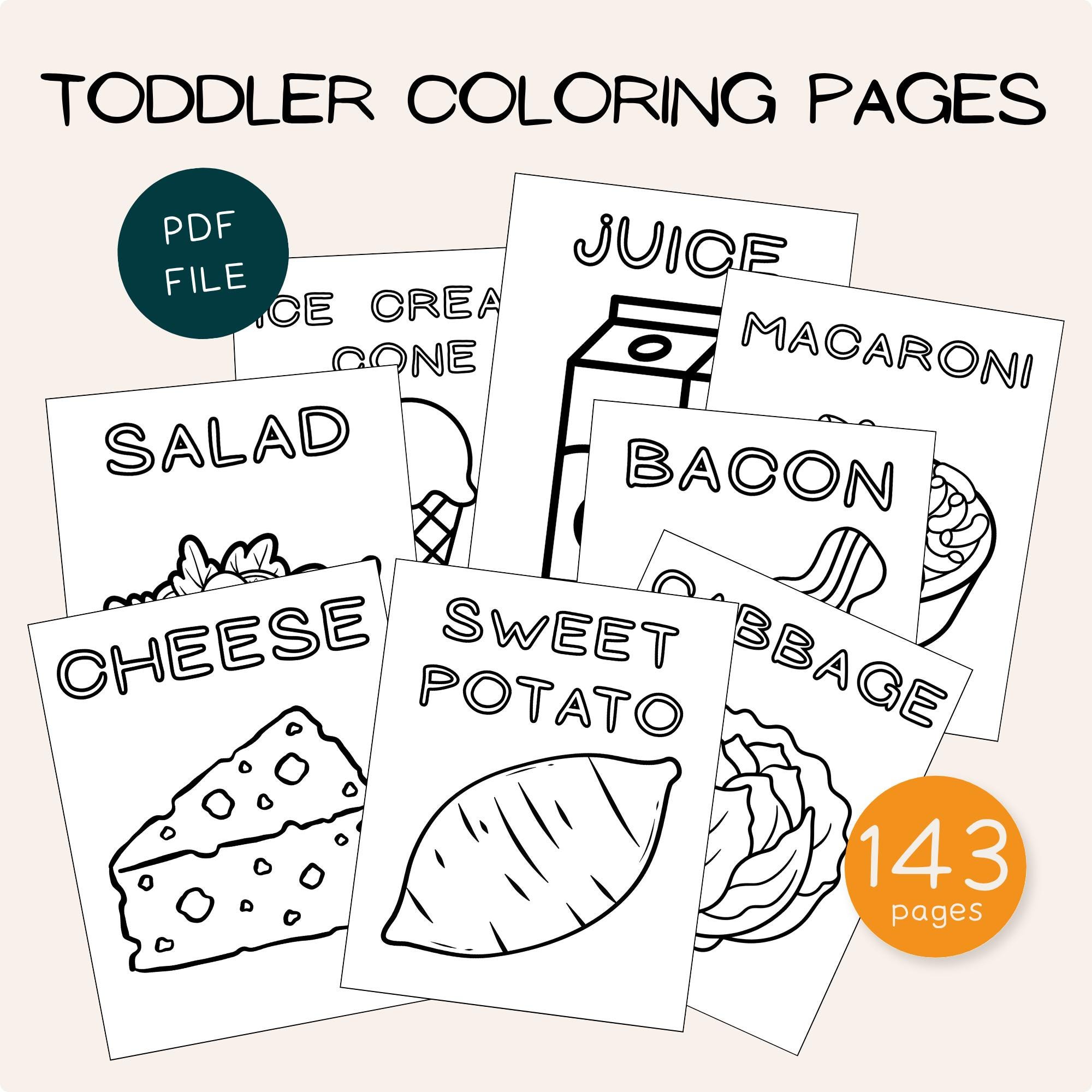 Fun Simple Food Theme Coloring Pages Toddler Coloring Book Printable ...