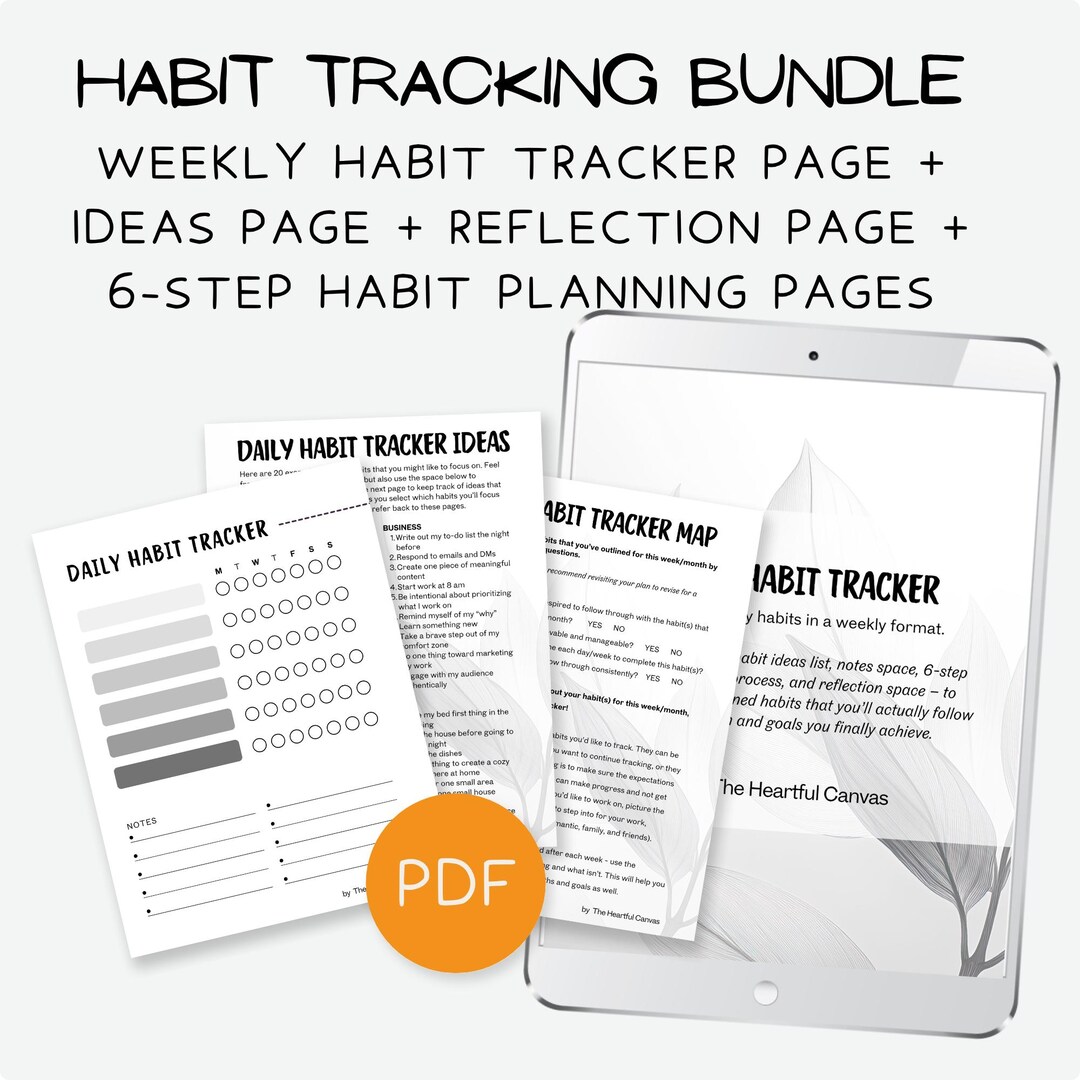 Minimalist Weekly Habit Tracker Printable for Black & White Planner ...