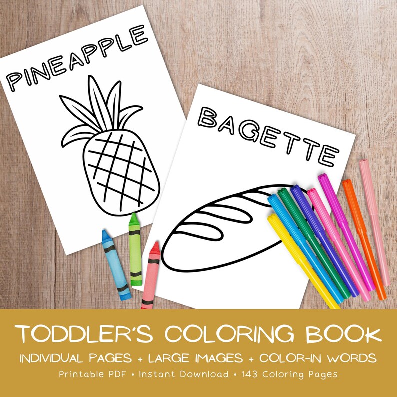 Fun Simple Food Theme Coloring Pages Toddler Coloring Book Printable ...
