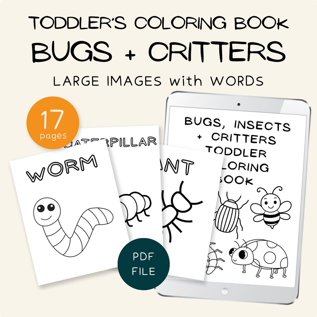 Bug, Insect + Critters Coloring Pages for Toddlers With 17 Easy ...