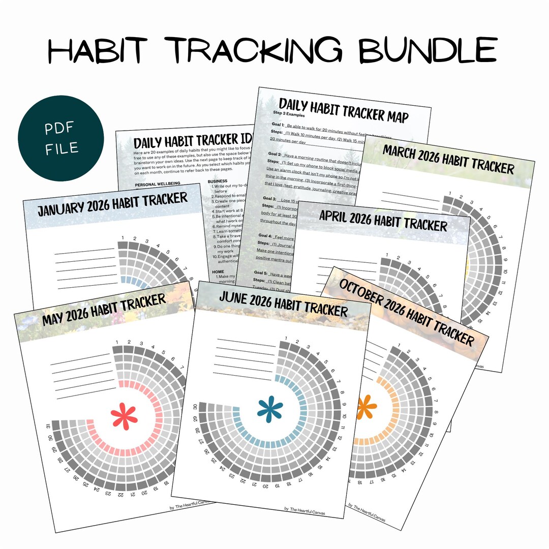 Monthly Habit Tracker 2026 for Printable Planner With Monthly Themed ...