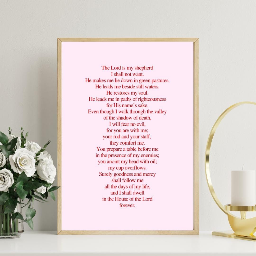 Christian Wall Art, Psalm 23, Home Decor, Minimal, Valentine's Day ...