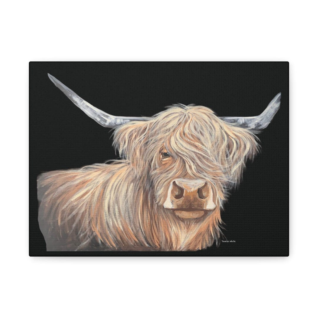 Framed Highland Cow Canvas Print: Rustic Farmhouse Wall Art - Etsy