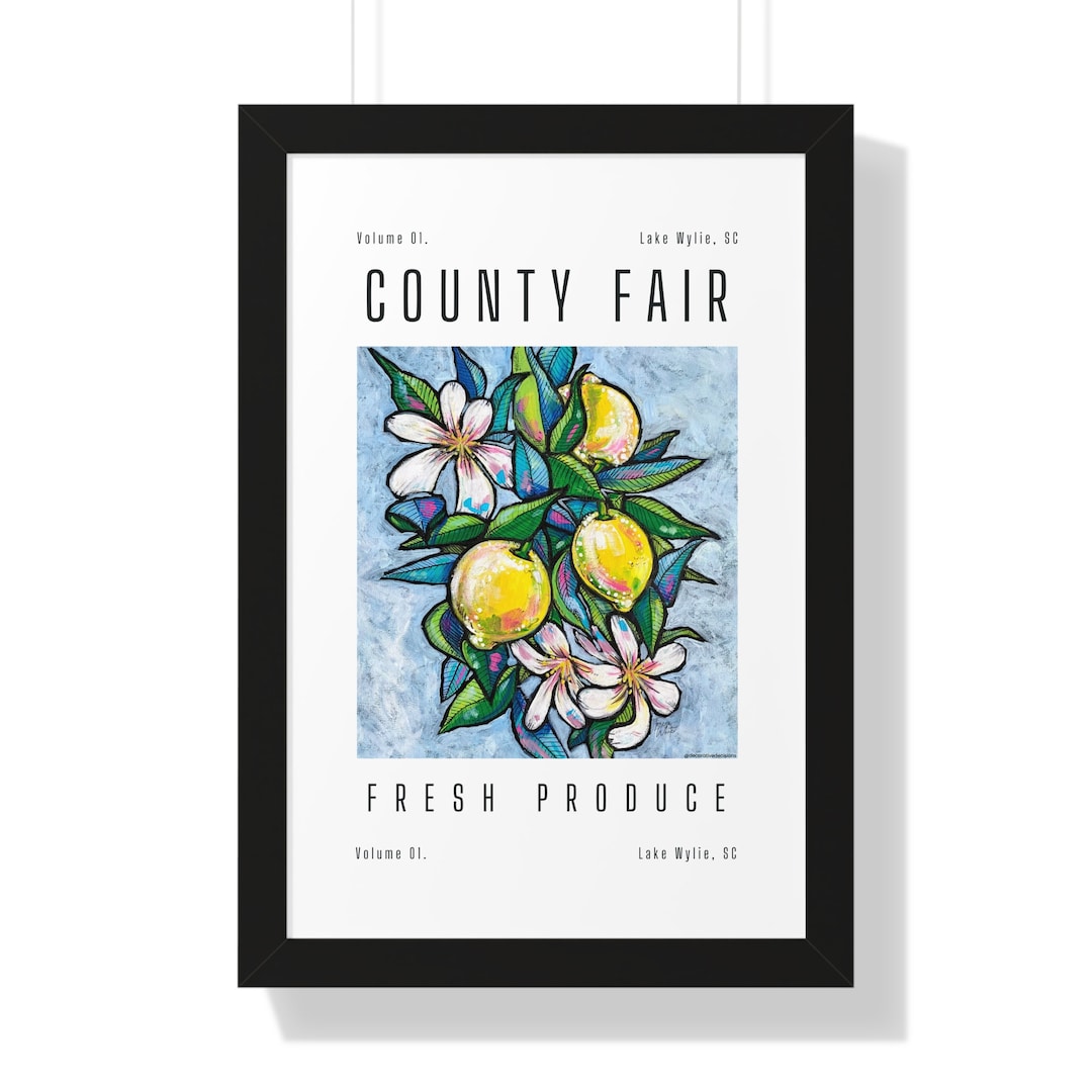 Framed Vintage Poster, Fresh Market Posters, Lemon Posters, Market ...
