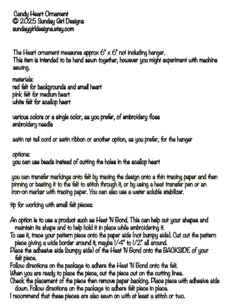 Felt Candy Heart Valentine's Day Ornament PDF Pattern - Etsy