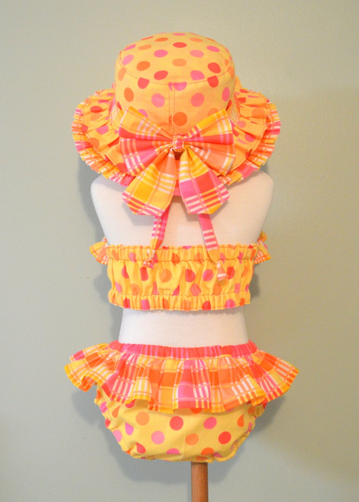 Girls Bikini Bathing Suit PDF Sewing Pattern ... 2 Pc Retro Swimsuit ...
