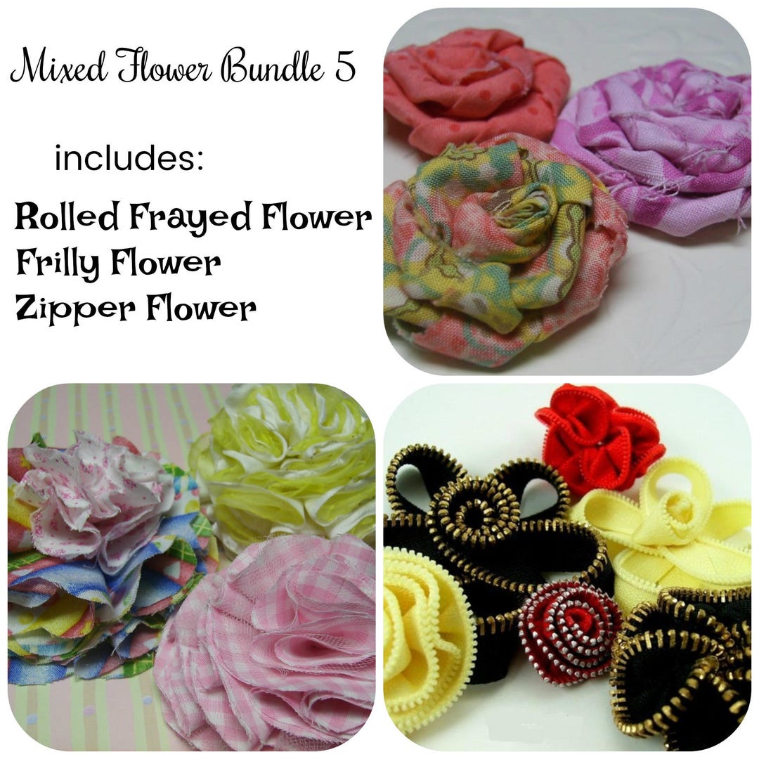 Mixed Fabric Flower Bundle 5 PDF Tutorial ... Includes 3 Flowers - Etsy