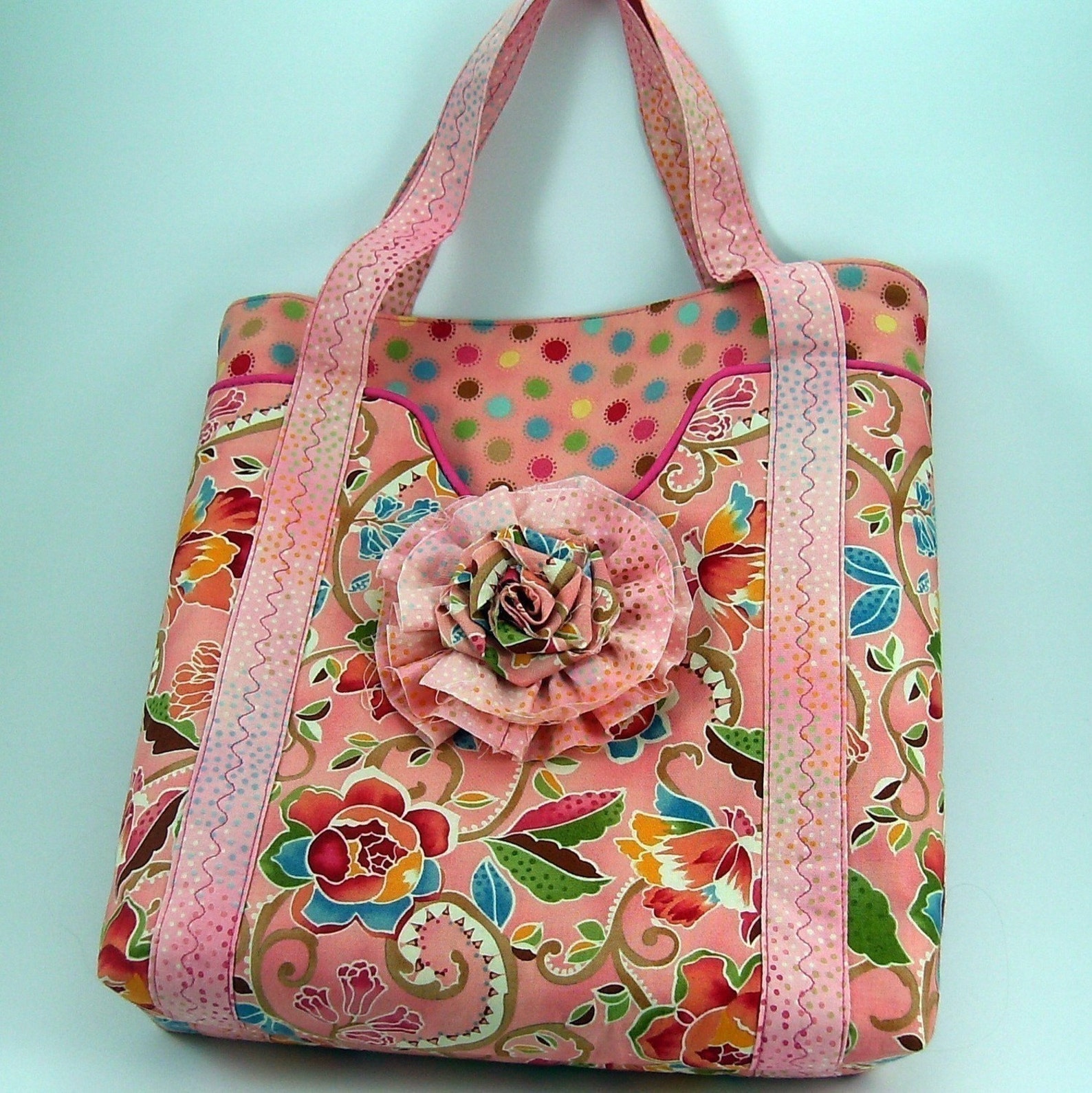 Spring Day Tote Bag and Fabric Flower Brooch PDF Sewing Pattern - Etsy