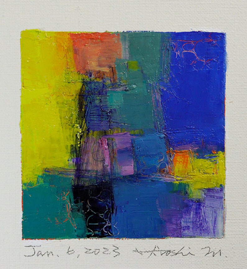 Jan. 6, 2023 - Original Abstract Oil Painting - 9x9 Painting (9 Cm X 9 ...