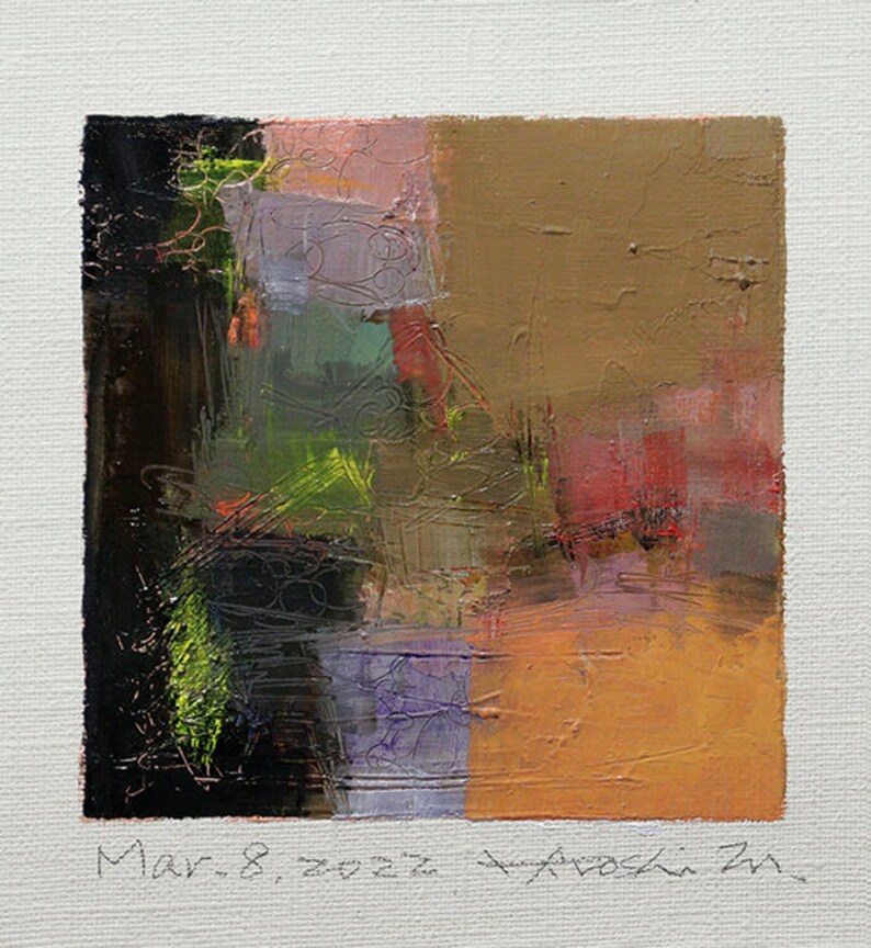 Mar. 8 2022 Original Abstract Oil Painting 9x9 Painting - Etsy