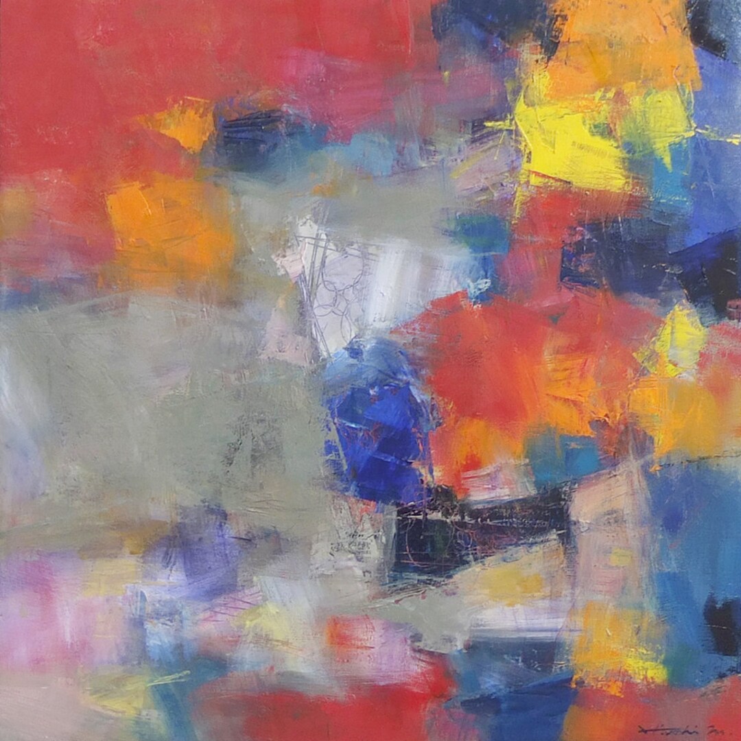 January 2021 1 Original Abstract Oil Painting 45.5 Cm X 45.5 Cm app. 18 ...