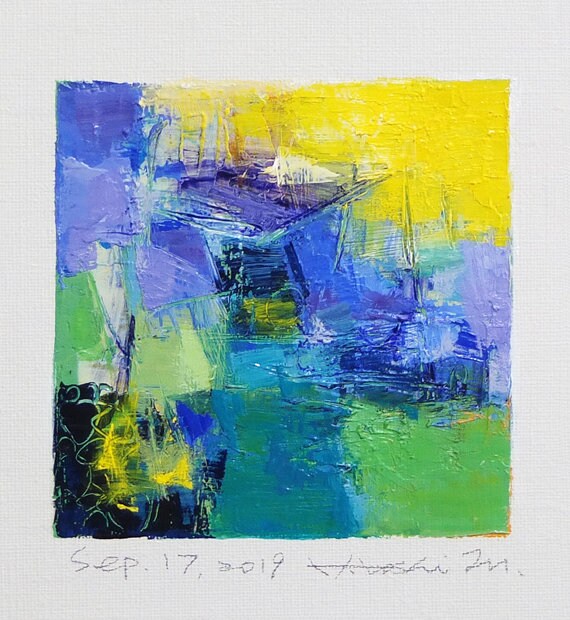 Sep. 17, 2019 Framed Original Abstract Oil Painting 9x9 Sep. 17, 2019 Framed Original Abstract Oil Painting 9x9