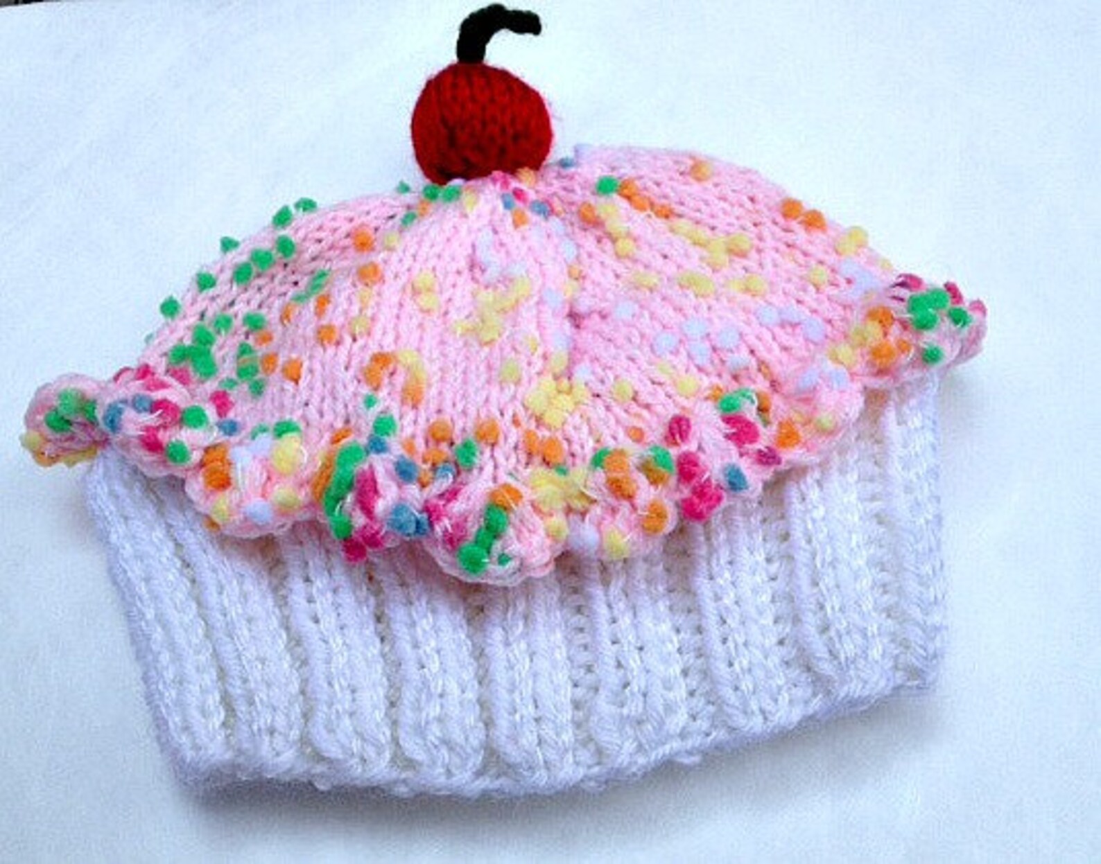 Cupcake Hat With Cherry on Top Marshmallow Cream Cake Cotton Candy Pink ...