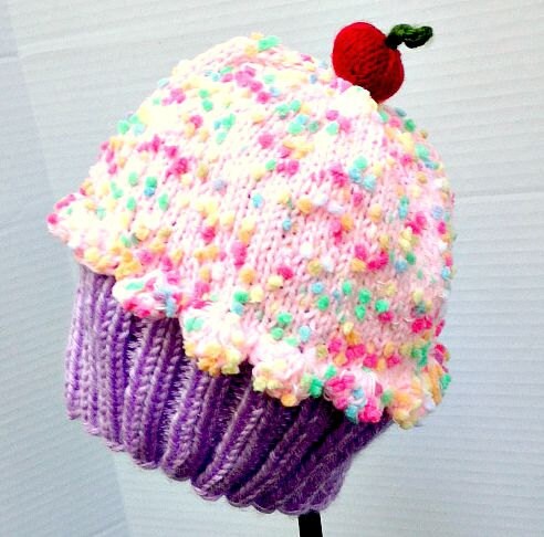 Cupcake Hat With Cherry on Top Lavender Purple Grape Frosting Cotton ...