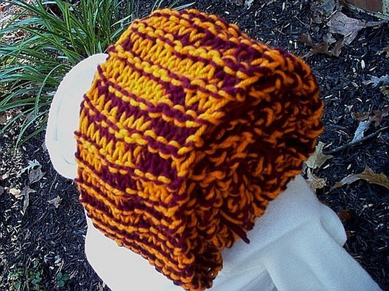 Hand Knit Scarf Virginia Tech Hokies Inspired Maroon and - Etsy