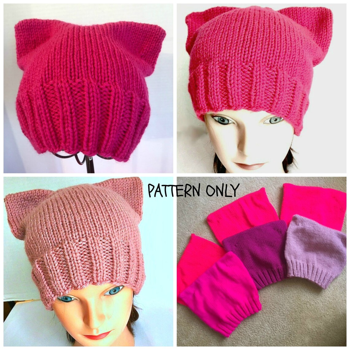 Cat Hat Kitty Hat PDF INSTANT DOWNLOAD Diy Knitting Pattern - Etsy