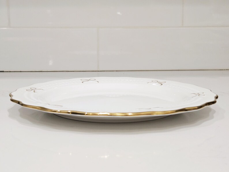 Yedi Houseware Gold Bow Plates Set White Porcelain Dinnerware 4pc ...