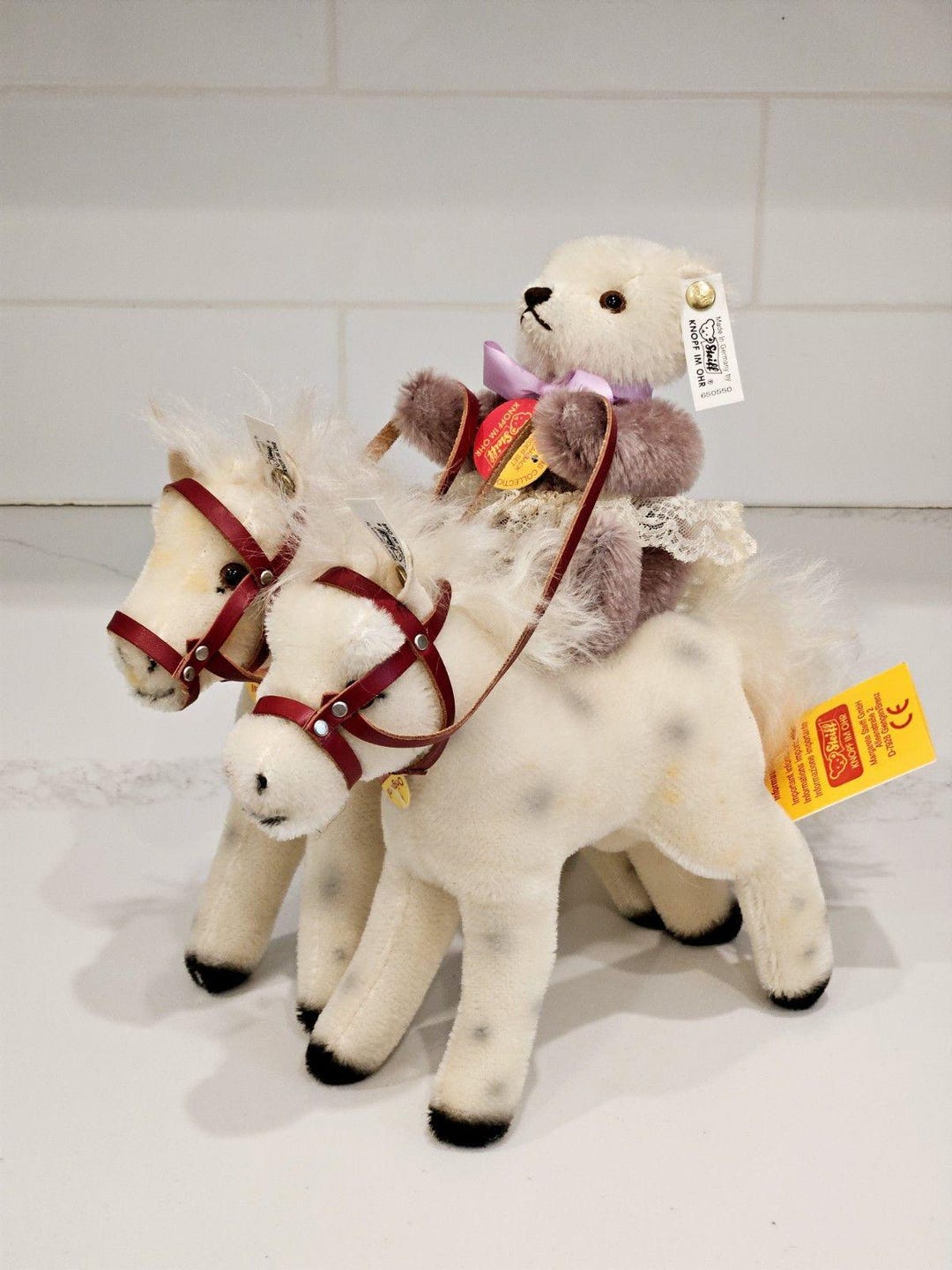 Rare 1991 Steiff Golden Age of the Circus Bear Back Rider 3pc Horse Set ...