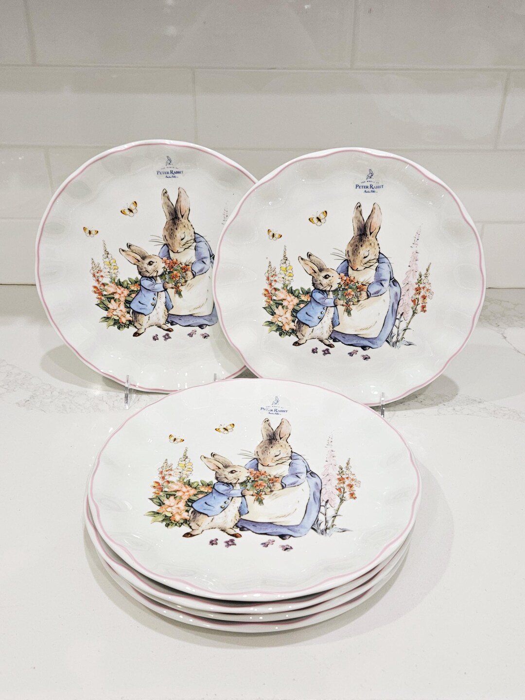 Peter Rabbit Dinner Plates, Set of 6, Beatrix Potter Nursery Decor 10.5 ...