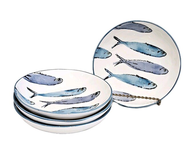PAPART Handpainted Fish Bowls Set of 4 | 9 Pasta Soup Salad | Made in ...
