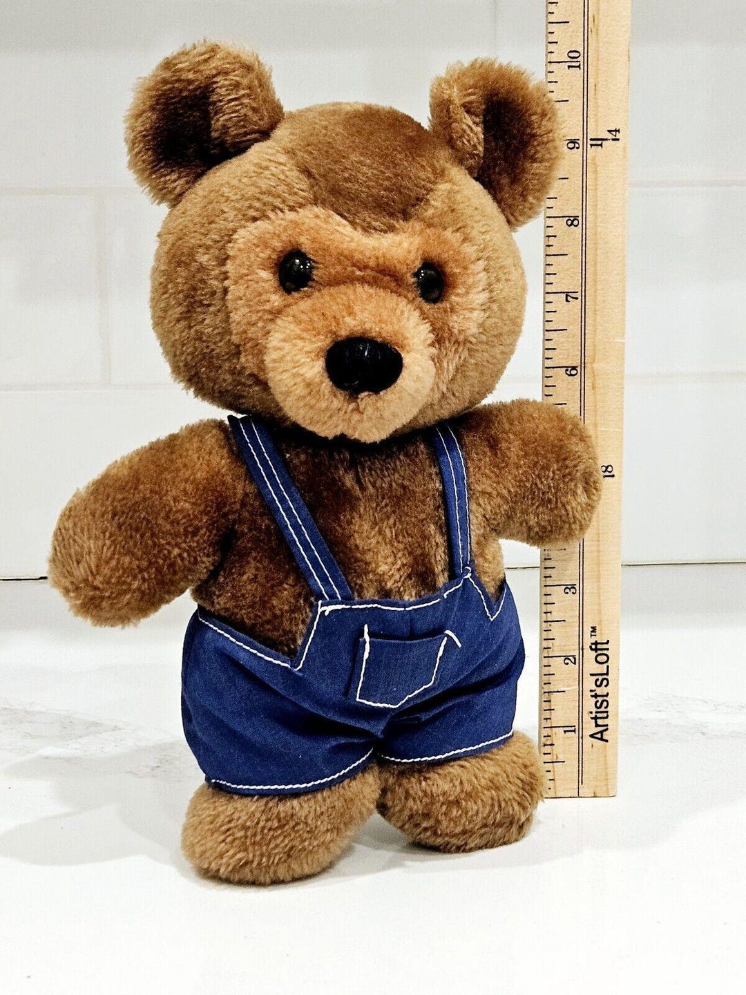 1978 Dakin Brown TEDDY BEAR 9" Plush Blue Overalls Vintage Stuffed ...