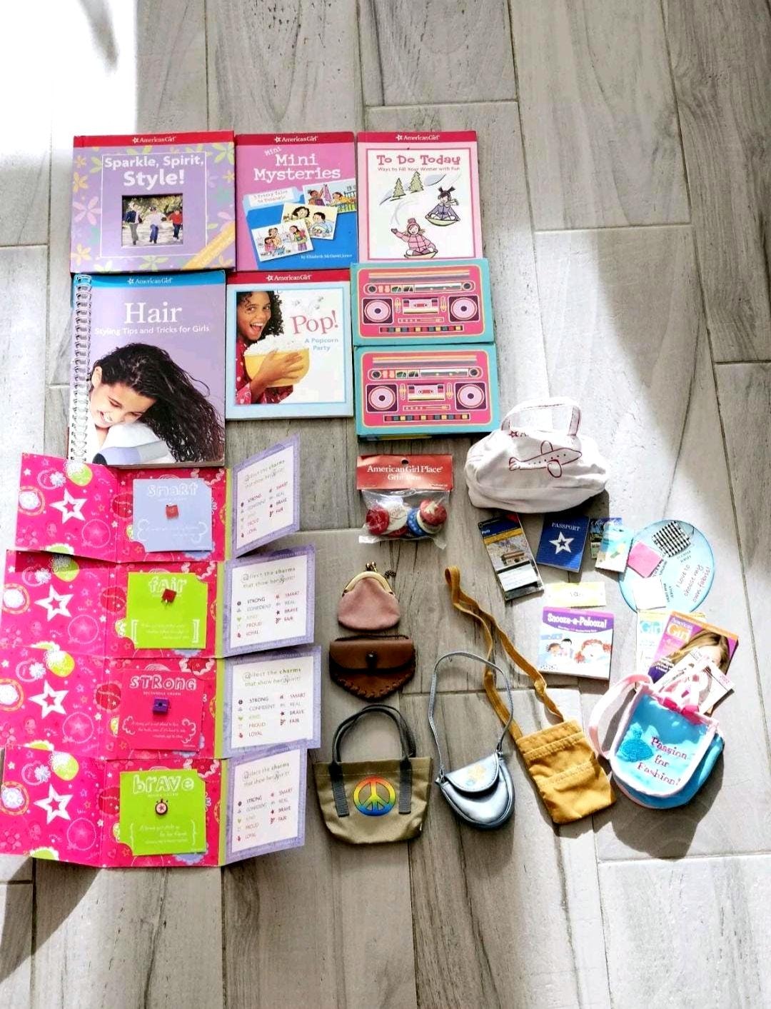 American Girl Doll Accessories Lot Books, Bags, Charms More - Vintage ...