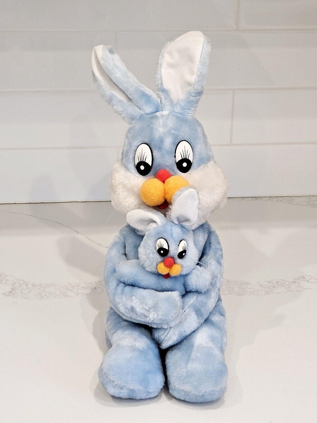 Vintage SOS Plush Blue Bunny With Baby,made in Korea-adorable and Rare ...