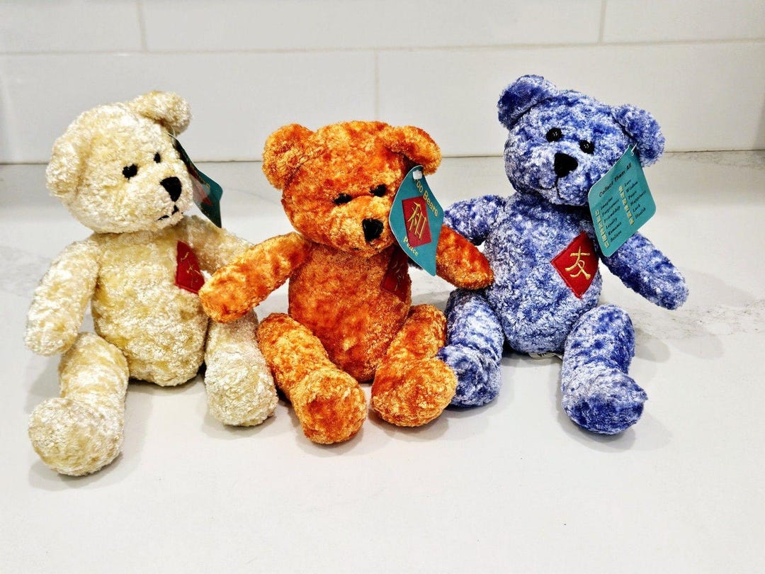 Foo Bears Plush Set of 3 Peace, Love & Happiness Chinese Symbols 8" - Etsy