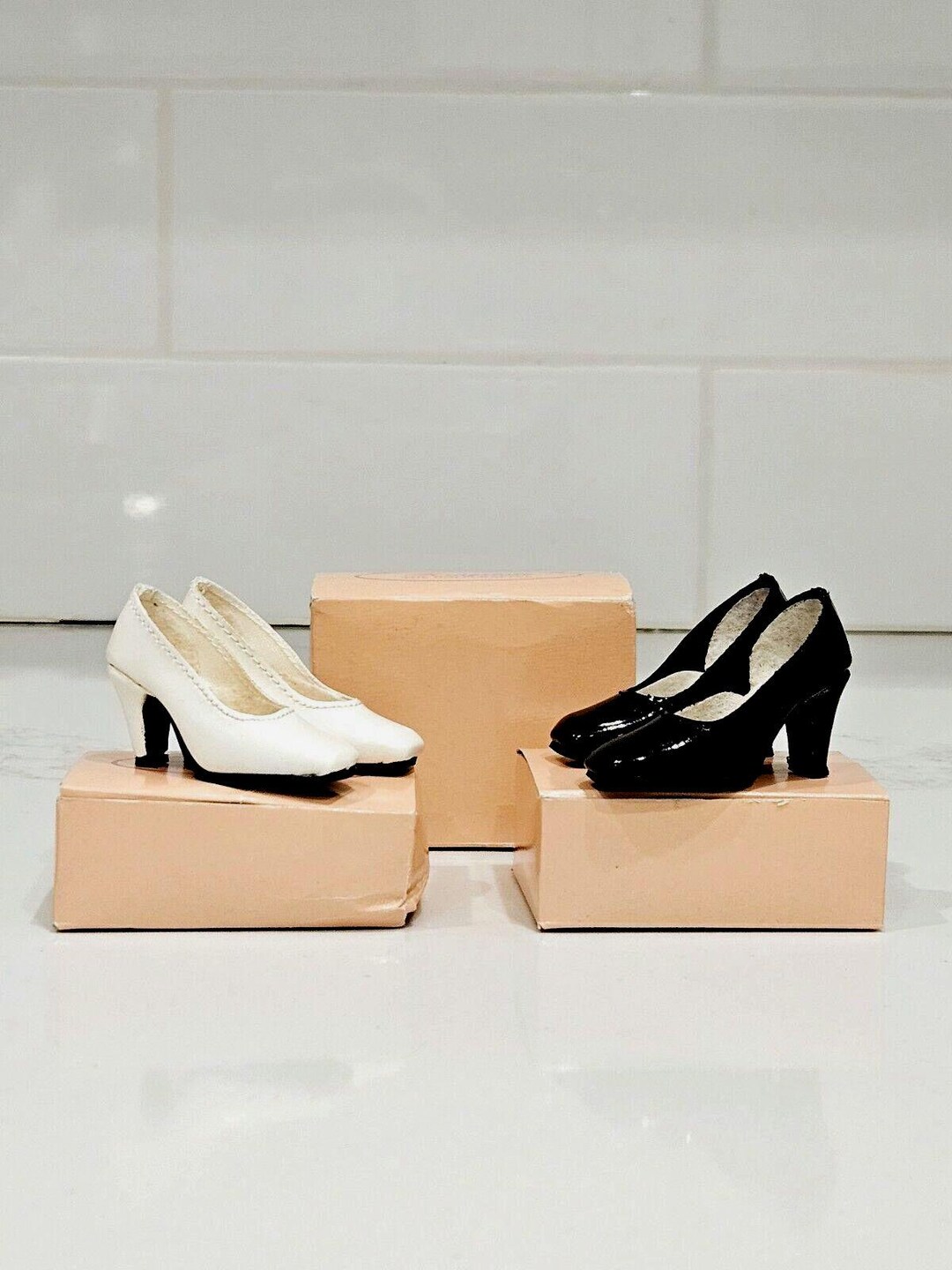 Vintage Kingstate Doll Shoes Black & White High Heels in Boxes 2 Rare ...