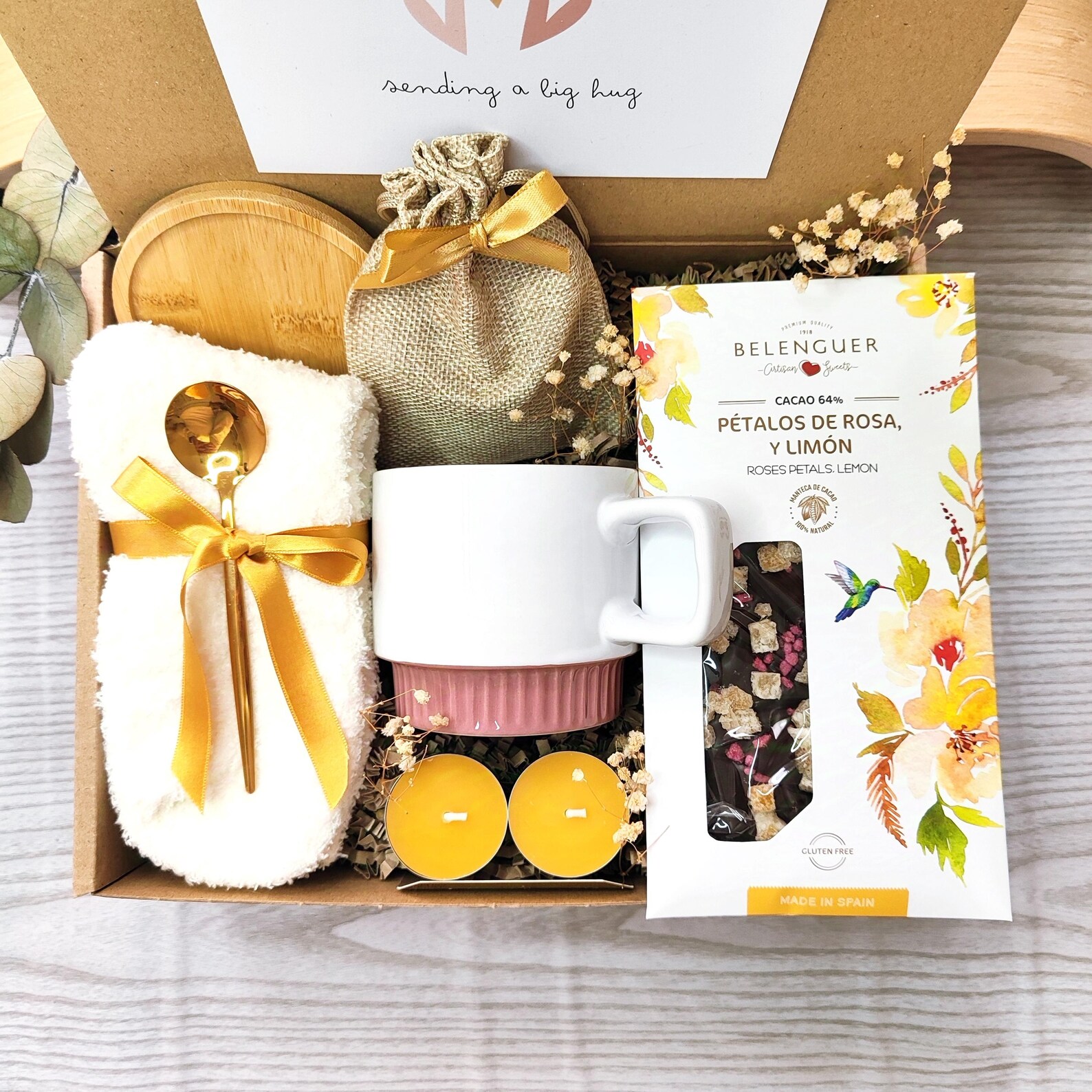 Pamper Gift Box With Artisanal Spanish Chocolate for Her, Stress Relief ...