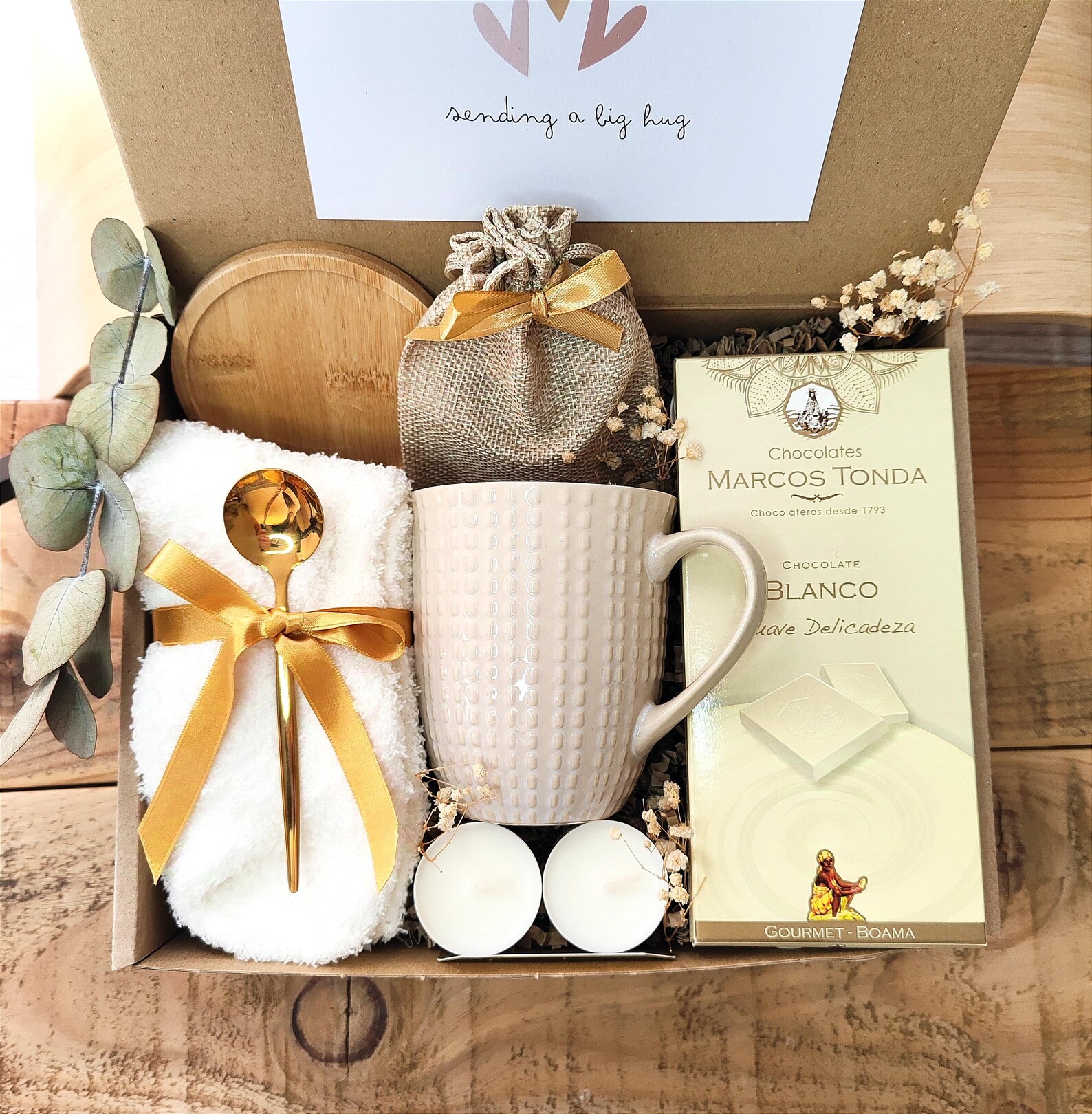 Pamper Gift Box With Artisanal Spanish Chocolate for Her, Stress Relief ...