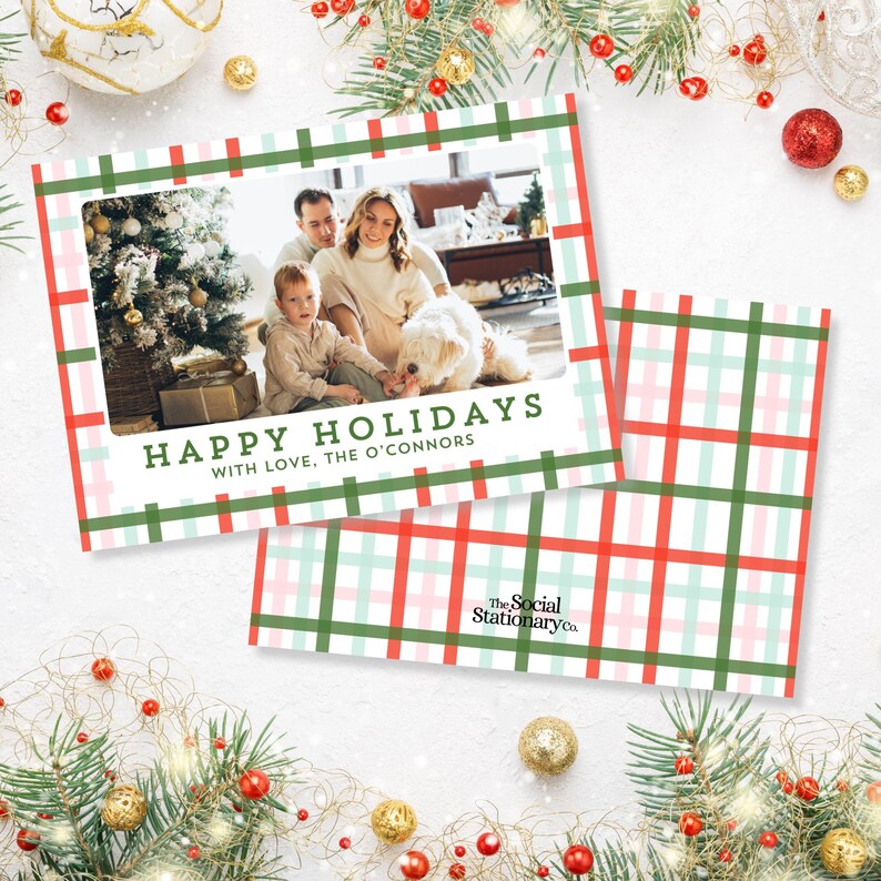 Editable Happy Holidays Family Photo Card | Canva Template ...
