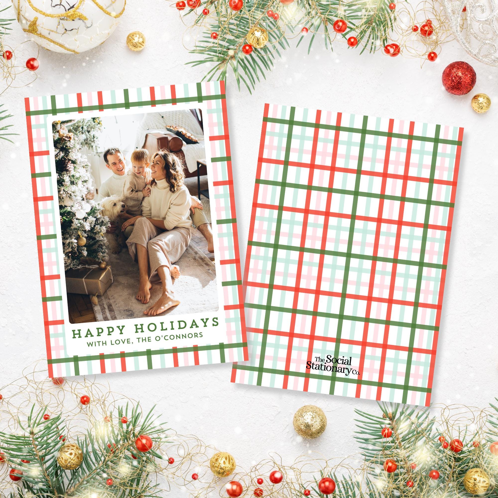 Editable Happy Holidays Family Photo Card | Canva Template ...