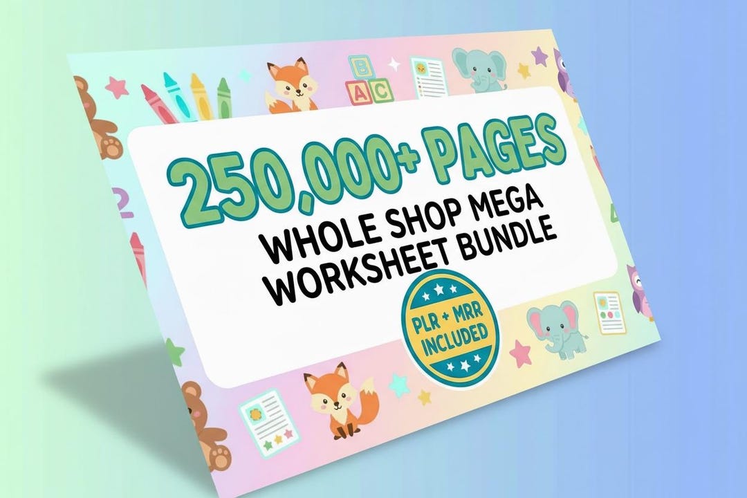 250,000+ Pages Kids Worksheet Mega Bundle, Coloring Book PLR MRR ...