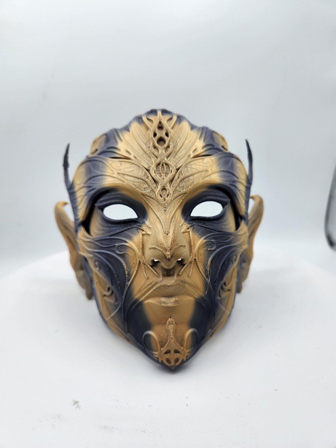Gold & Black 3D Printed Elf Mask | Fantasy Cosplay Mask | LARP, Costume ...