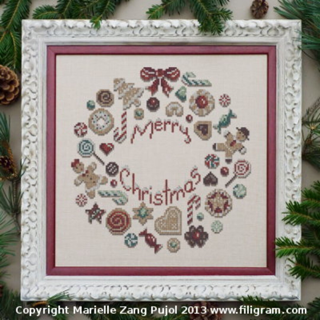 Filigram Cookies Christmas Wreath Cross Stitch Pattern - Etsy