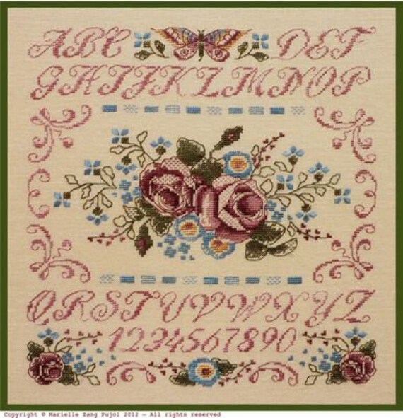 Filigram rose Sampler Cross Stitch Pattern - Etsy