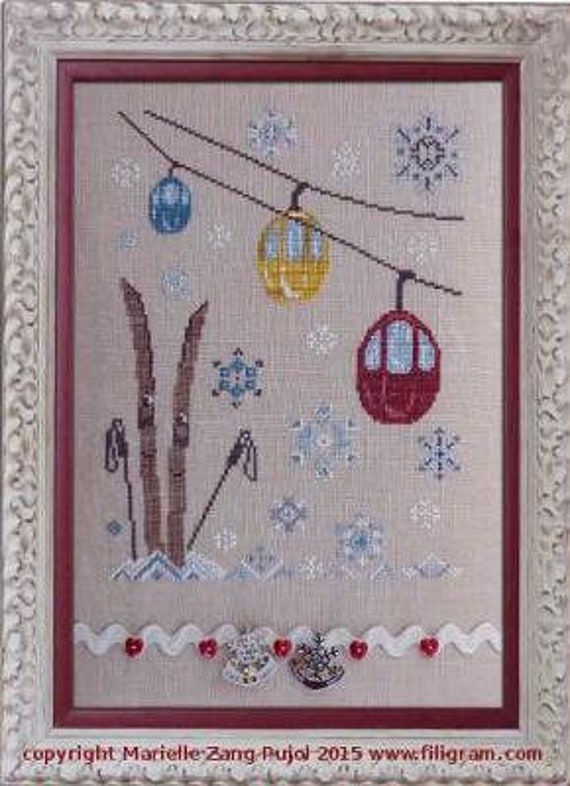 Filigram Ski Day Cross Stitch Pattern silk Pack Sold - Etsy