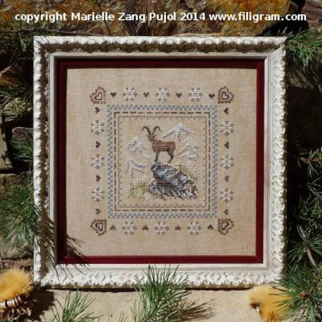 Filigram Ibex on Rocky Peak Cross Stitch Pattern - Etsy