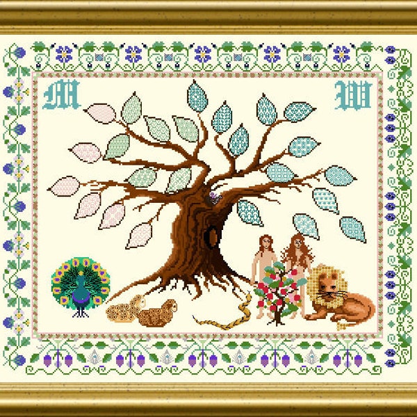 Adam and Eve Sampler - Etsy