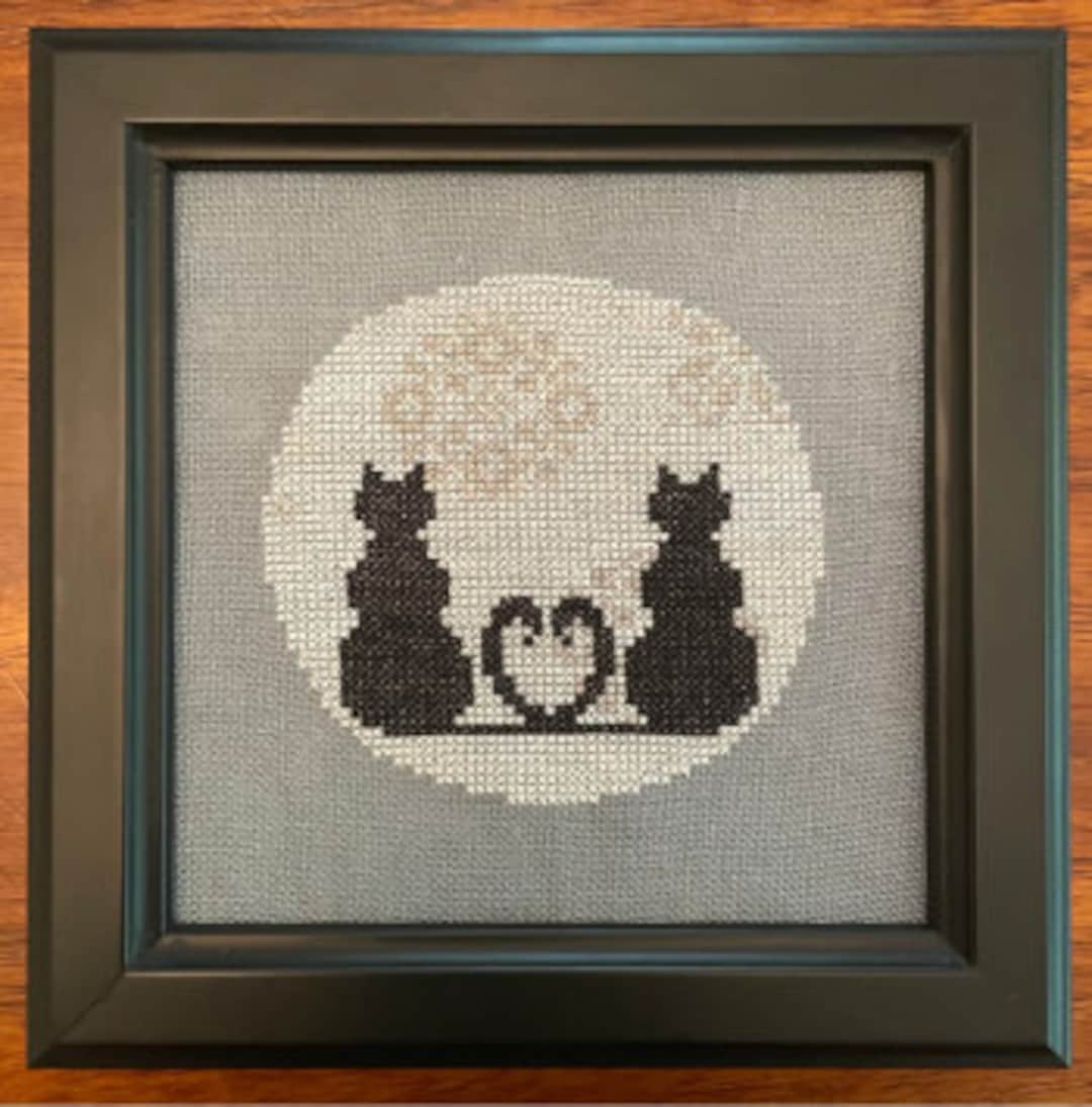 Aury TM Designs - Cattitudes - 2 Cats and A Moon - Cross Stitch Pattern ...