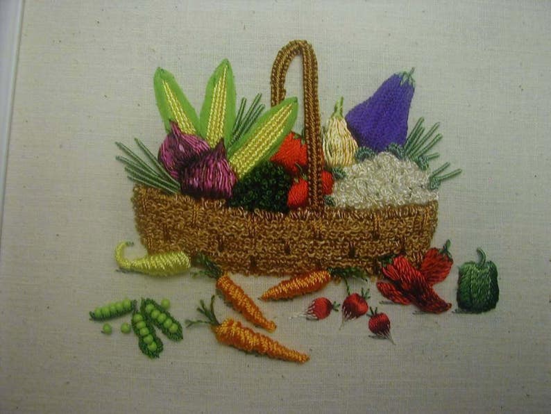 DK Designs Brazilian Embroidery 3850 A. Basket O'veggies | Etsy