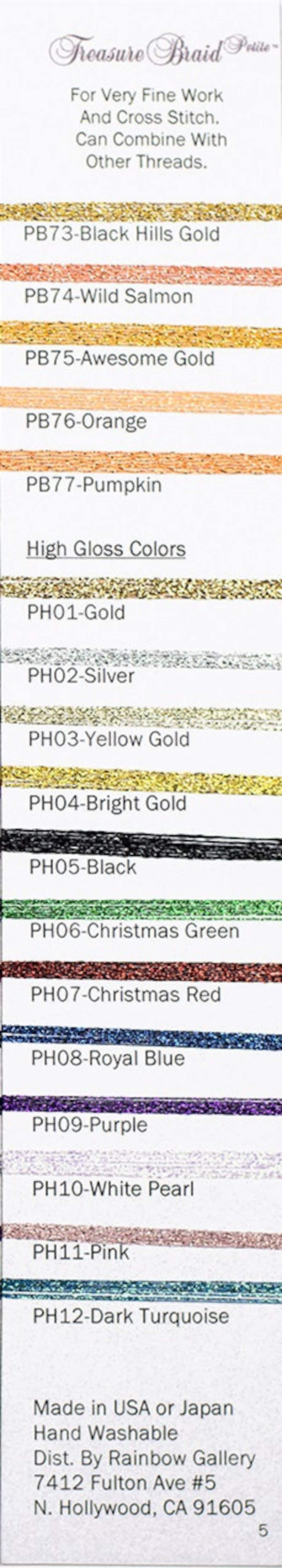 Rainbow Gallery Threads - Treasure Braid Petite High Gloss PH01-PH13 ...