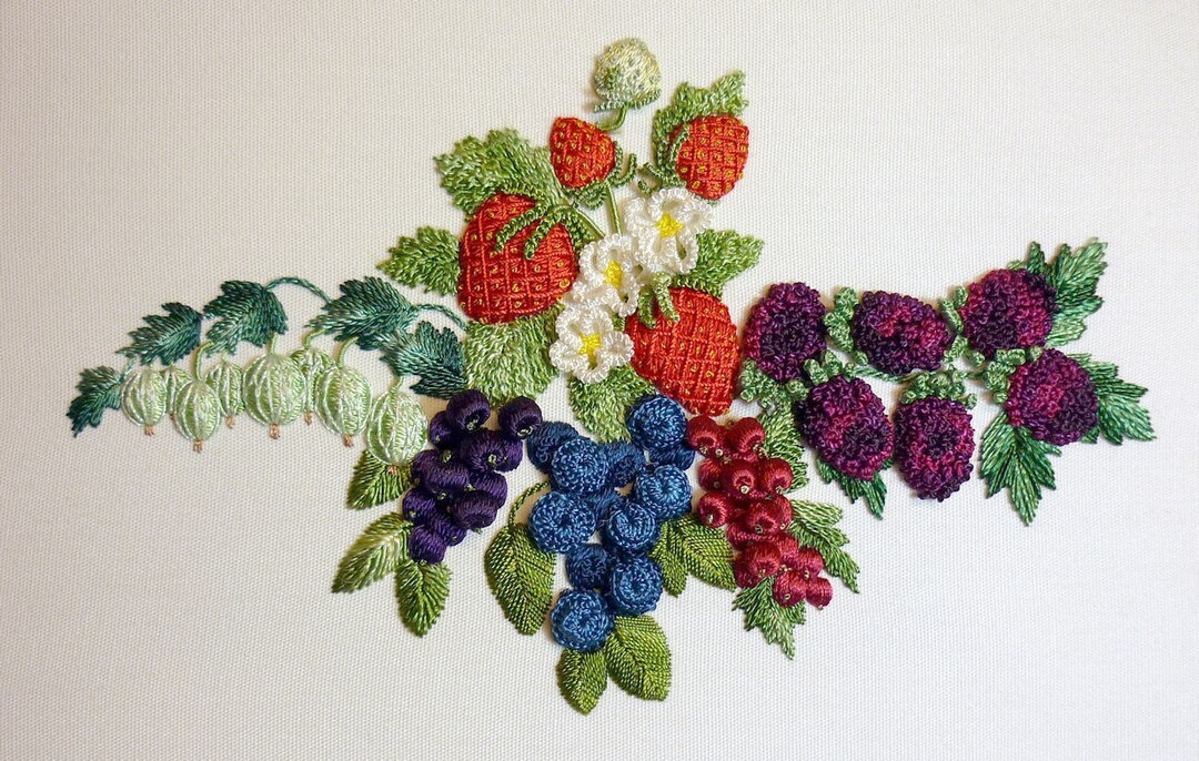 DK Designs Brazilian Embroidery- #3888 Berry Bouquet -pattern With ...