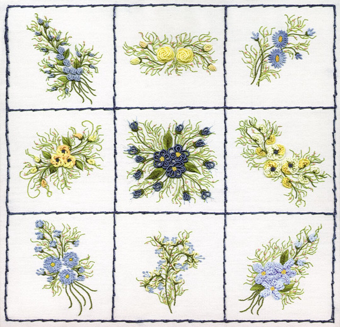 Spring Sampler Blue Brazilian Embroidery KIT #1819B - Edmar Threads ...