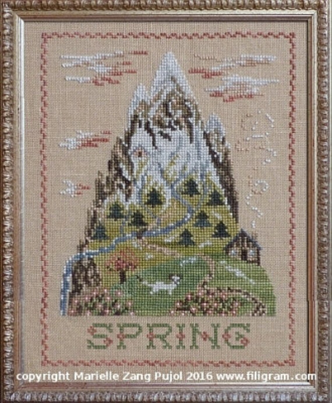 Filigram Spring Mountain Cross Stitch Pattern - Etsy