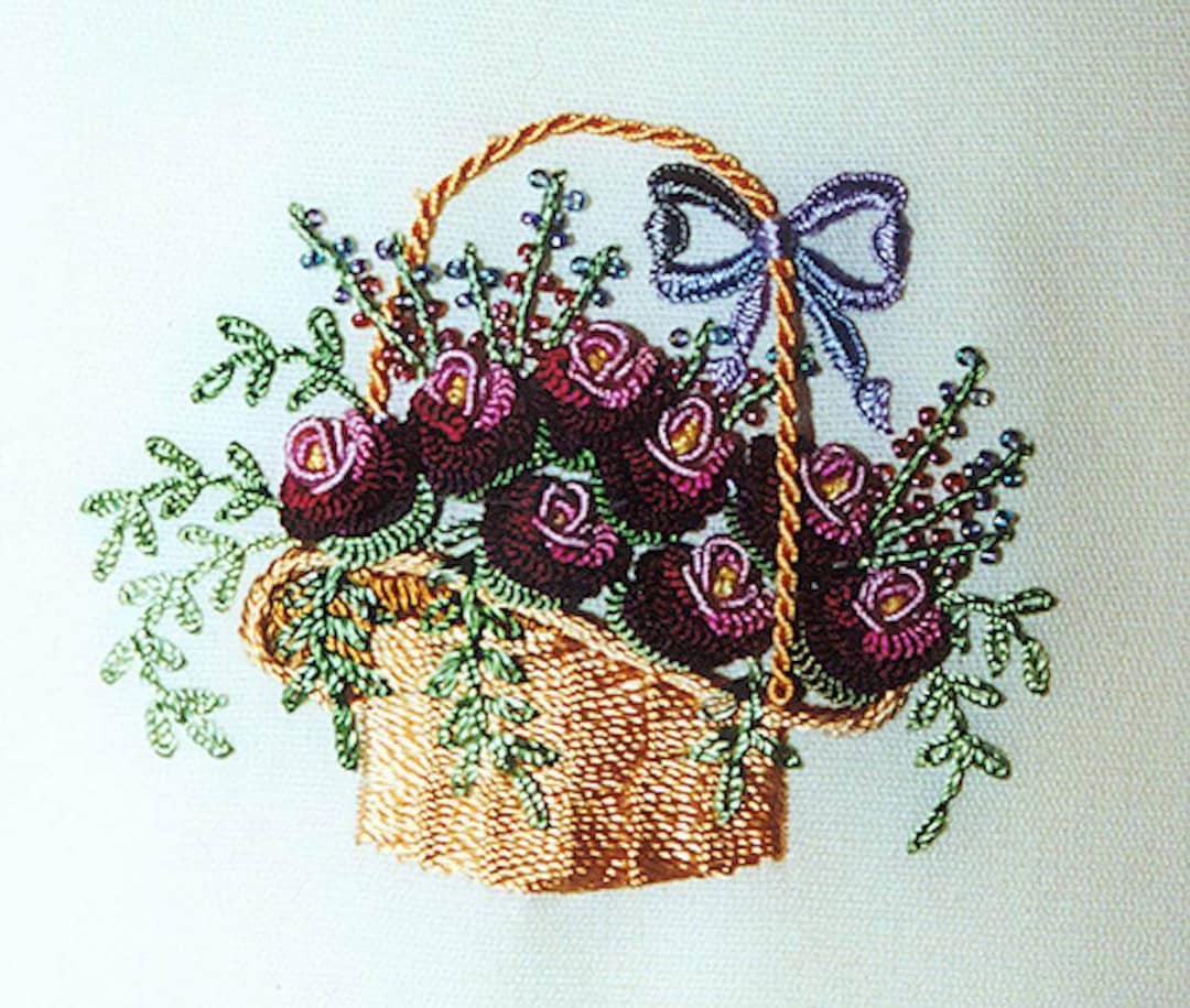 DK Designs Brazilian Embroidery-#3833 Rose Peony Basket-pattern With ...