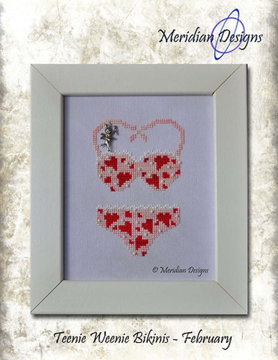 Meridian Designs Teenie Weenie Bikinis February chart & Charm Counted ...